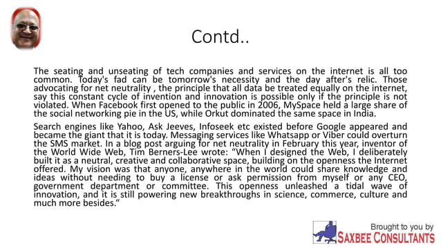 Fettering the web would kill innovations | PPTX | Internet | Computing