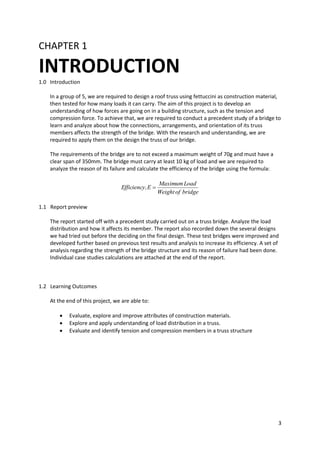 Fettuccine truss bridge report | PDF