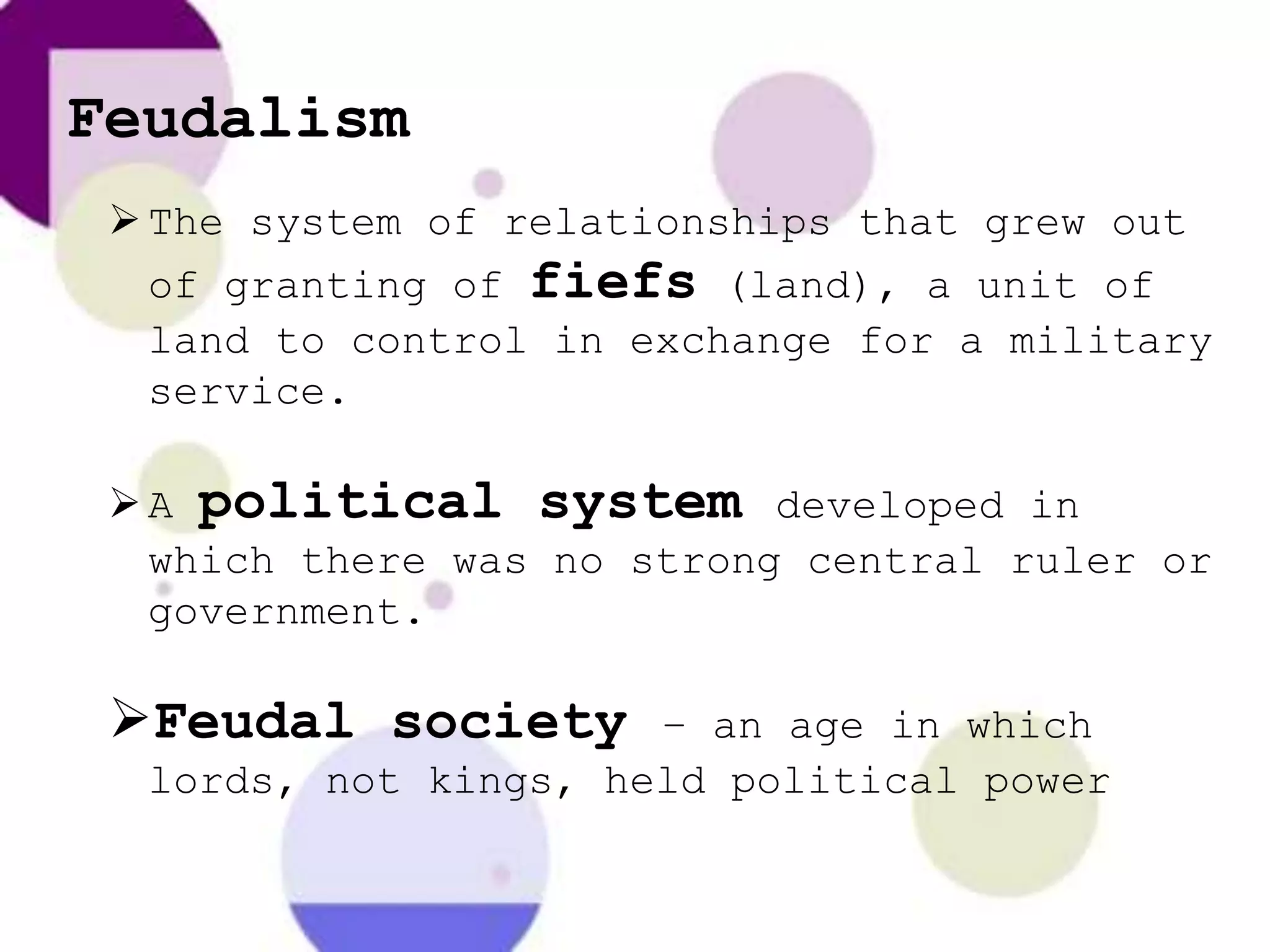 Feudalism and manorialism | PPTX
