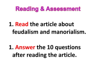 Feudalism and manorialism lesson 7.33