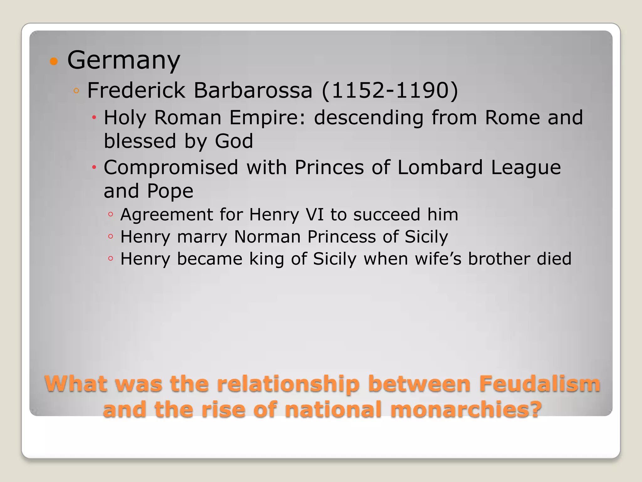 Feudalism & Rise of European Monarchies | PPTX | Christianity ...