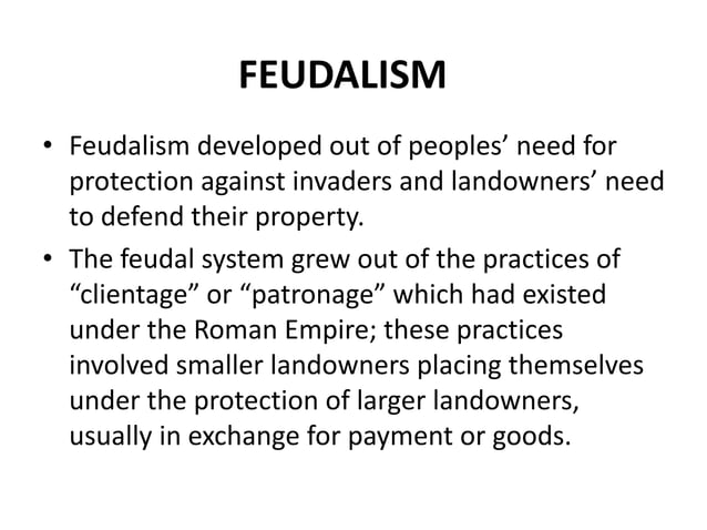 Feudalism system then and now | PPTX | Crime & Harmful Acts to ...