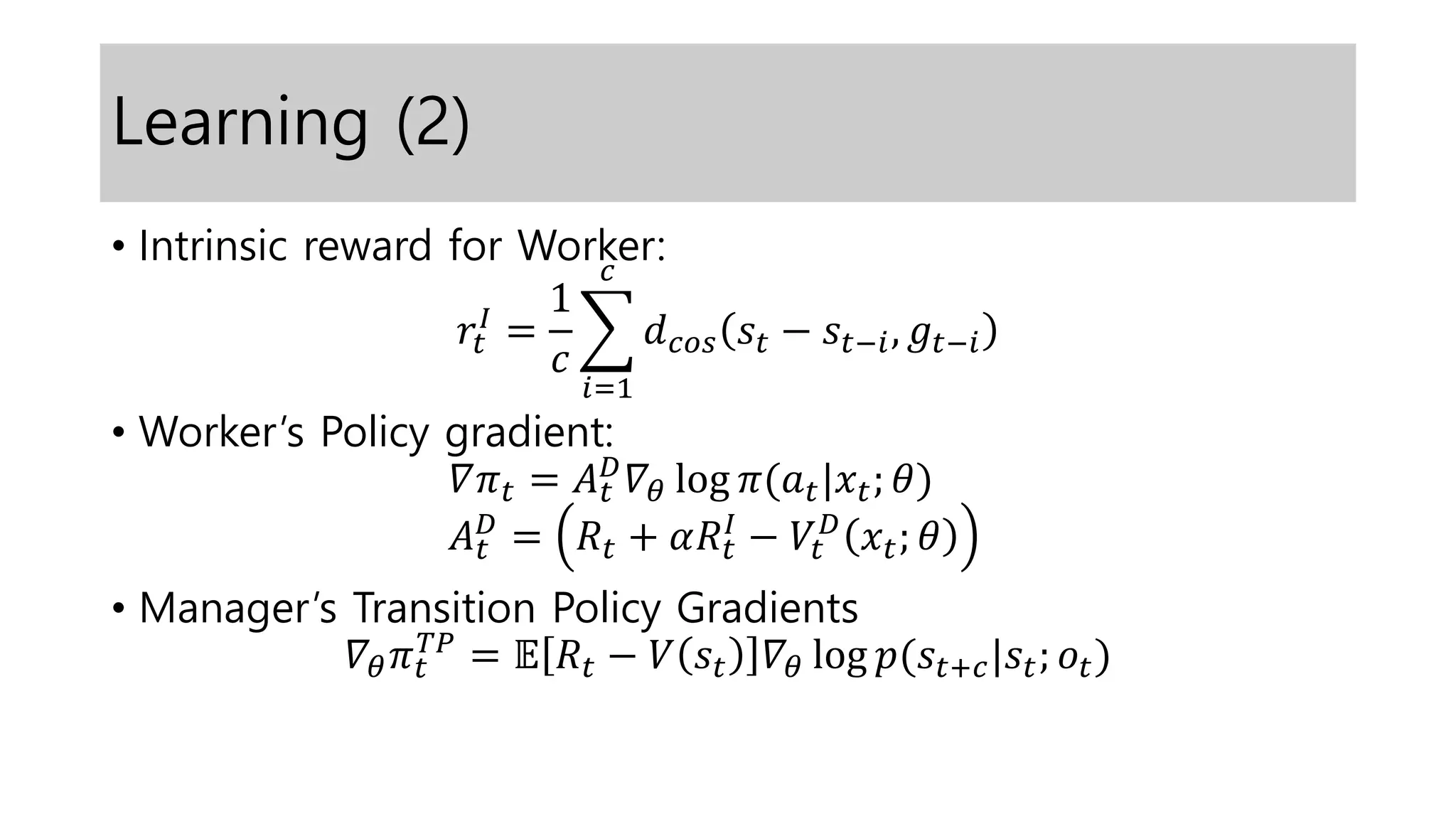 Feudal networks for hierarchical reinforcement learning | PPT