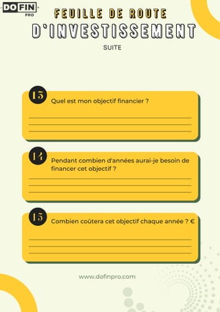 Feuille de route d'investissement Dofinpro | PDF | Personal Investing | Personal Finance