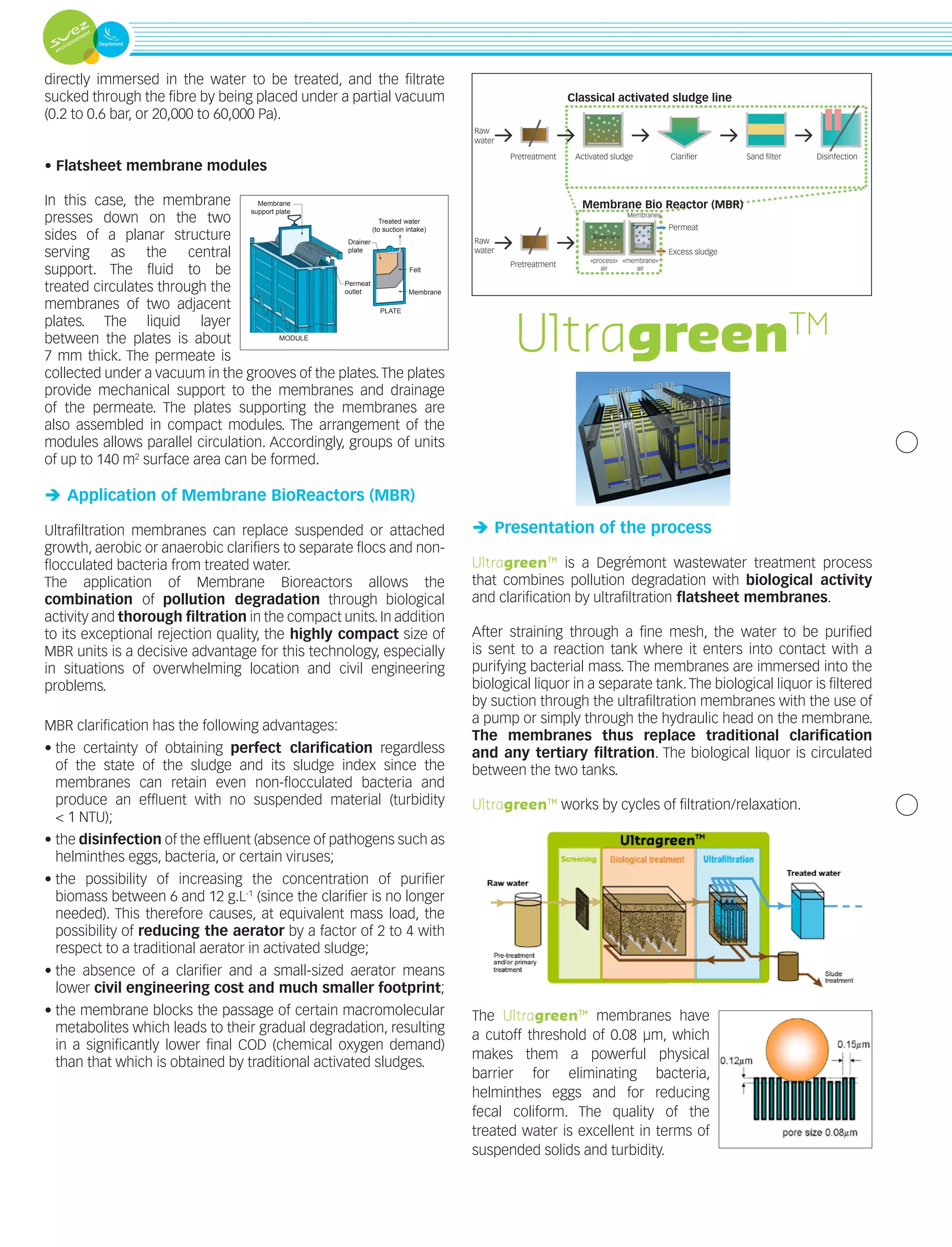 Degremont Water Treatment Handbook Factsheets n°1 - Ultragreen | PDF