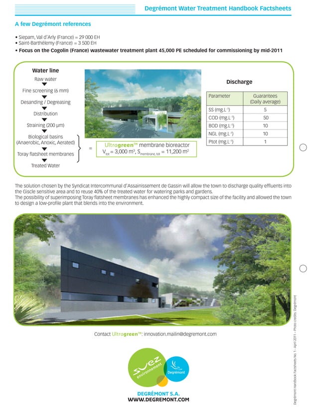 Degremont Water Treatment Handbook Factsheets n°1 - Ultragreen | PDF