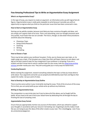 Few Amazing Professional Tips to Write an Argumentative Essay ...