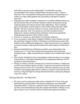 Few Thum Rule of MECHANICAL SEAL | PDF