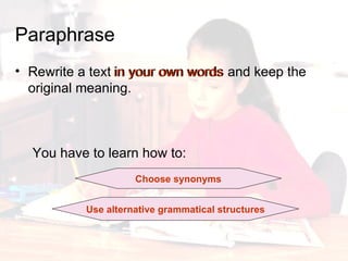 Paraphrasing Skill | PPT | Education