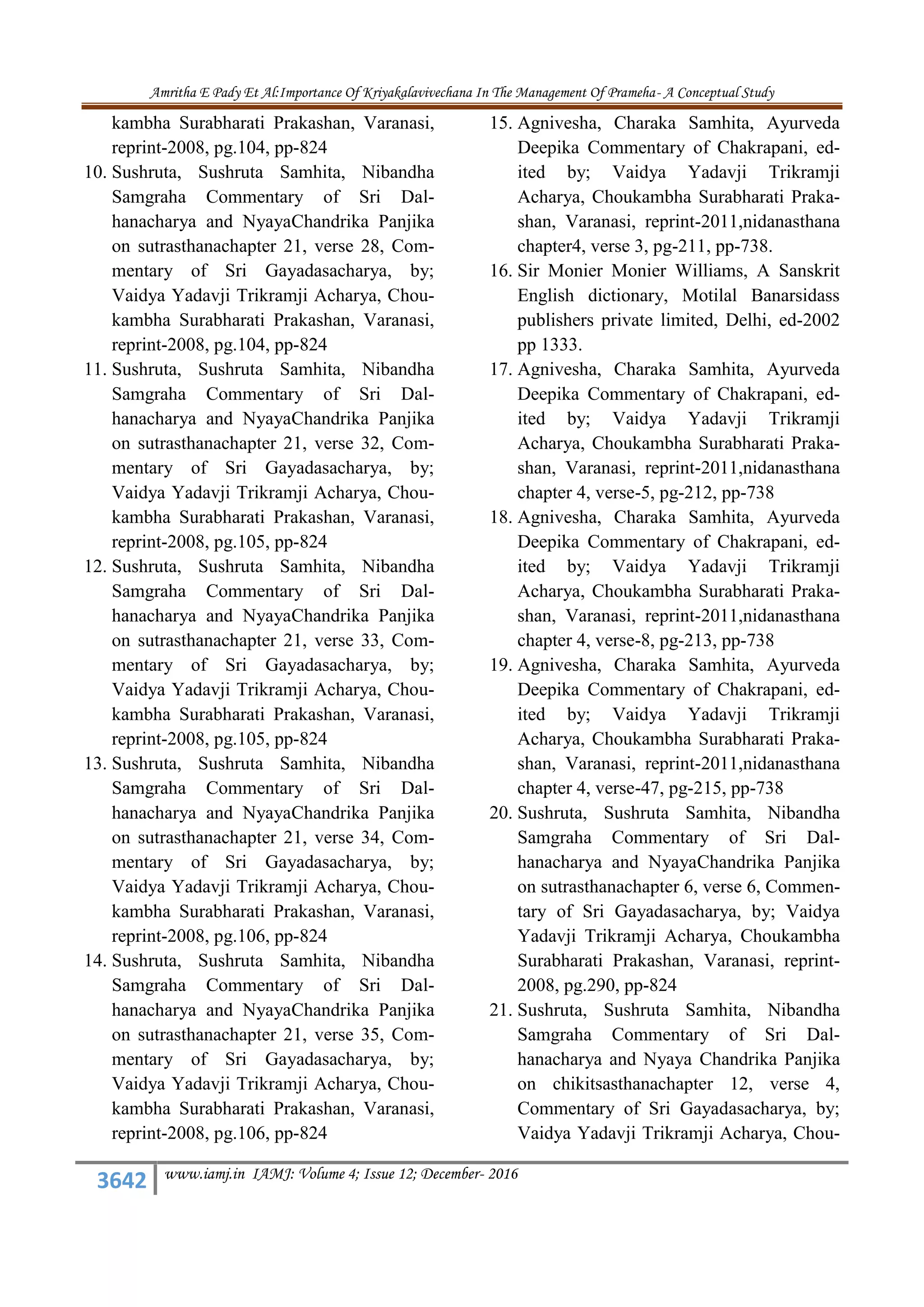 Importance of Kriyakala vivechana in the management of Prameha | PDF