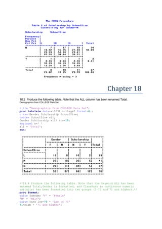 Learning SAS With Example by Ron Cody :Chapter 16 to Chapter 20 Solution | PDF | College ...