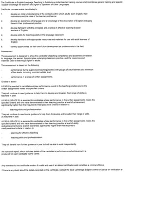 Perazzini Cambridge CELTA Certificate | PDF