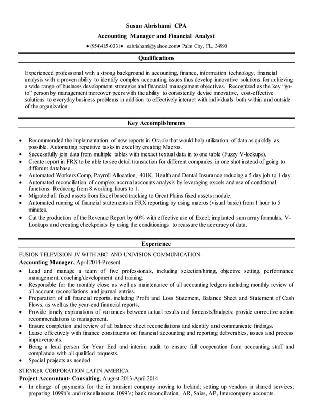 Susan's+Resume1 | DOCX | Business Accounting & Finance | Business