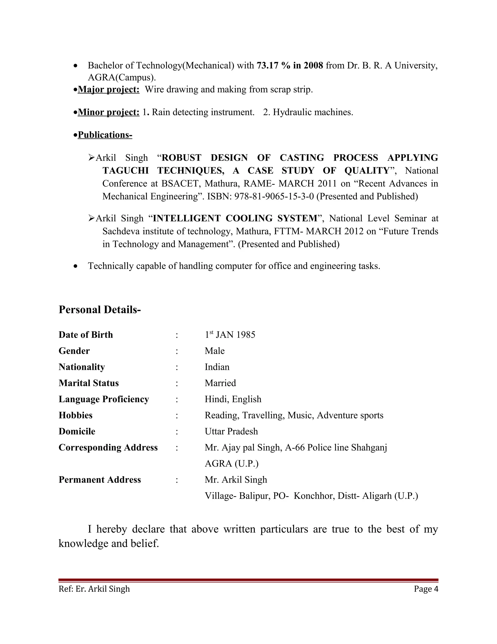 ARKIL SINGH CV | DOC