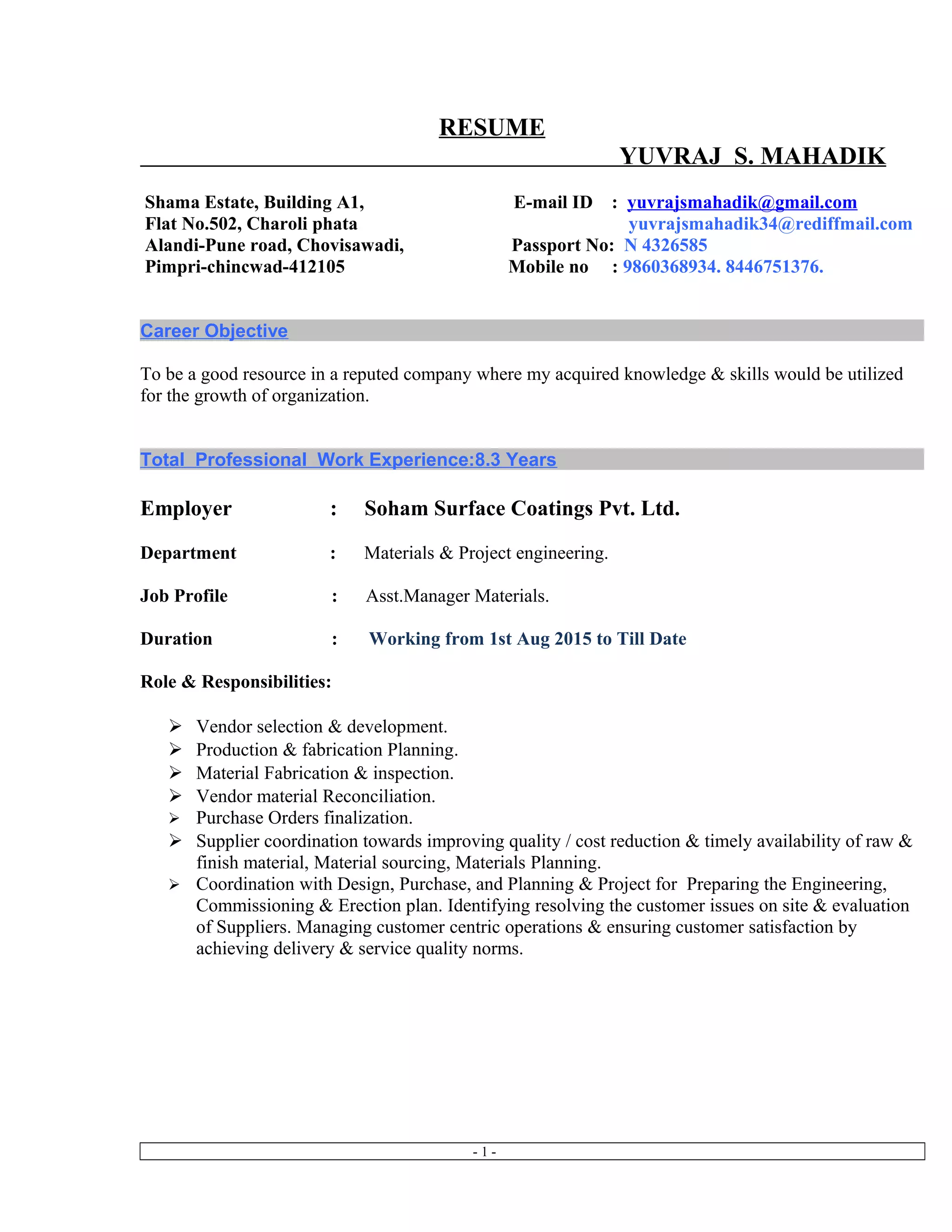 Yuvraj Resume | PDF
