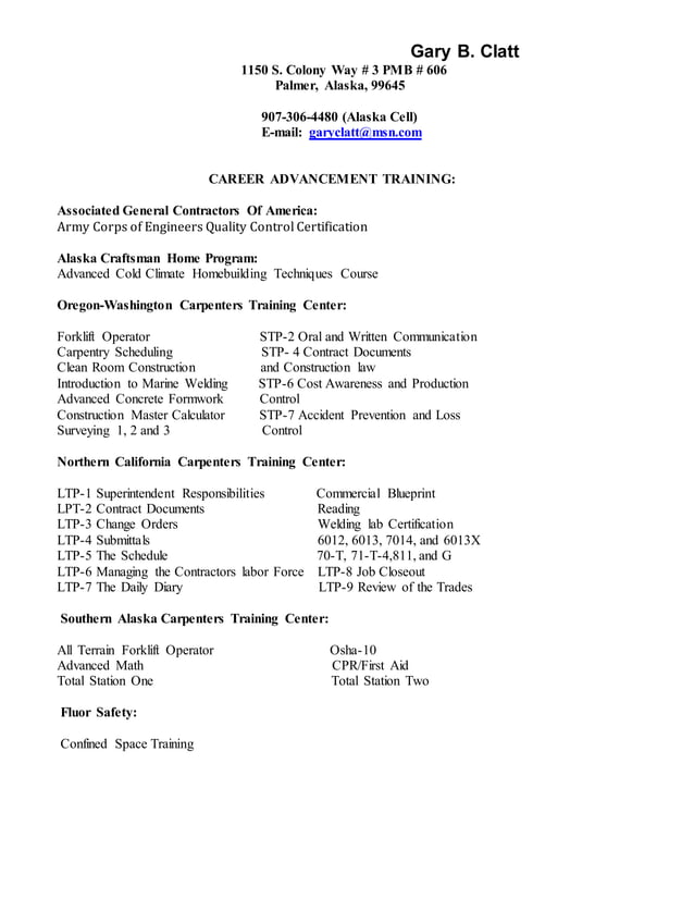 GARY CLATT RESUME 2016 | PDF