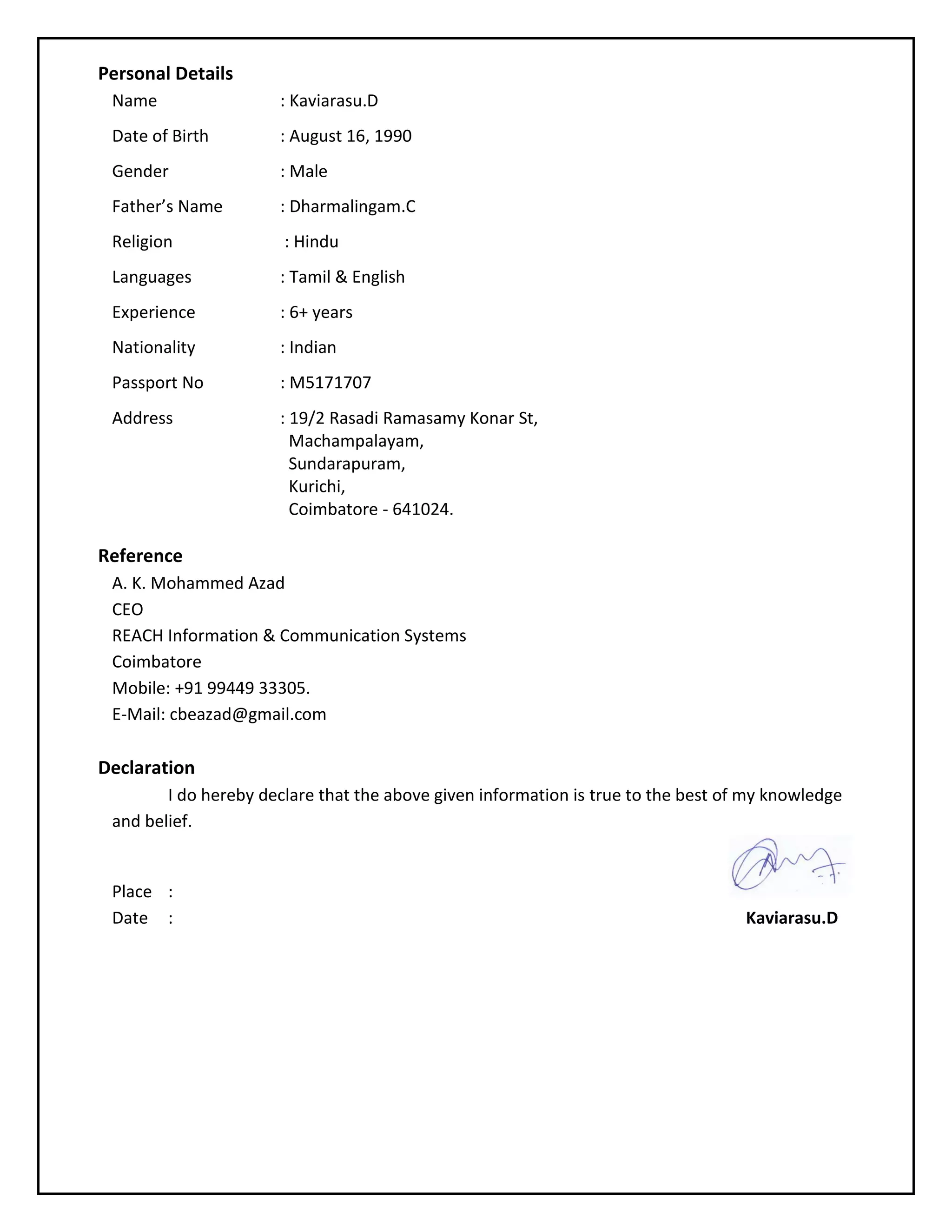 Kaviarasu_Resume | PDF