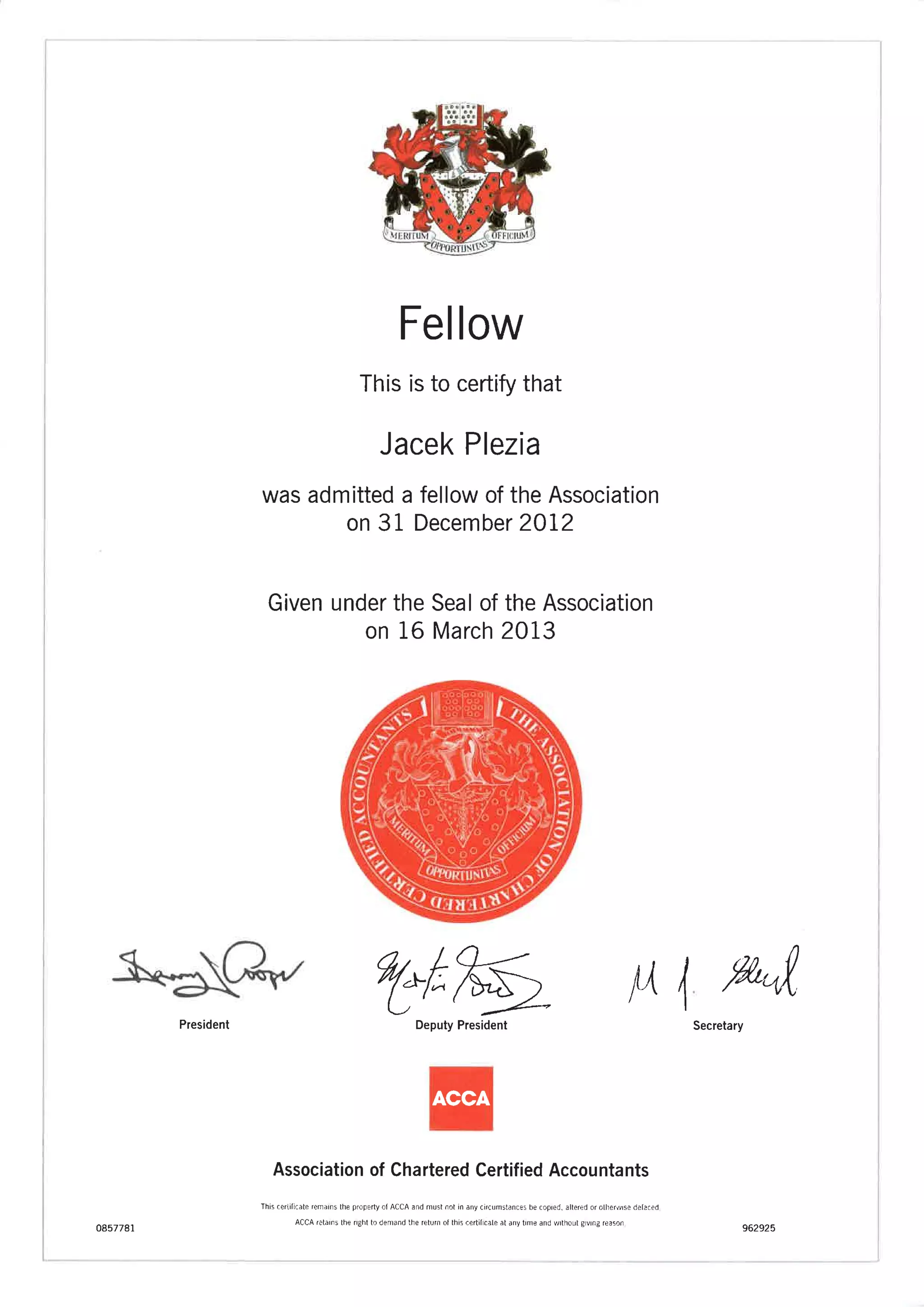FCCA Certificate | PDF