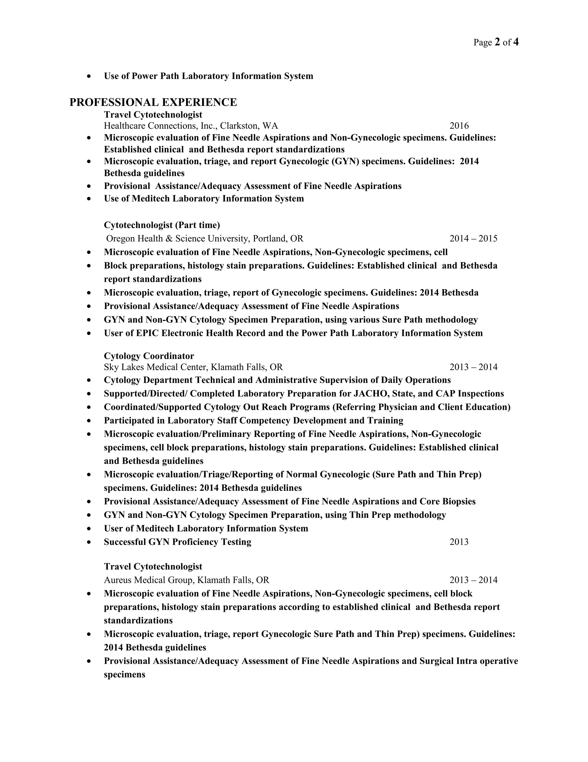 Updated Improved Licensed Professional Cytotechnologist Resume Short ...
