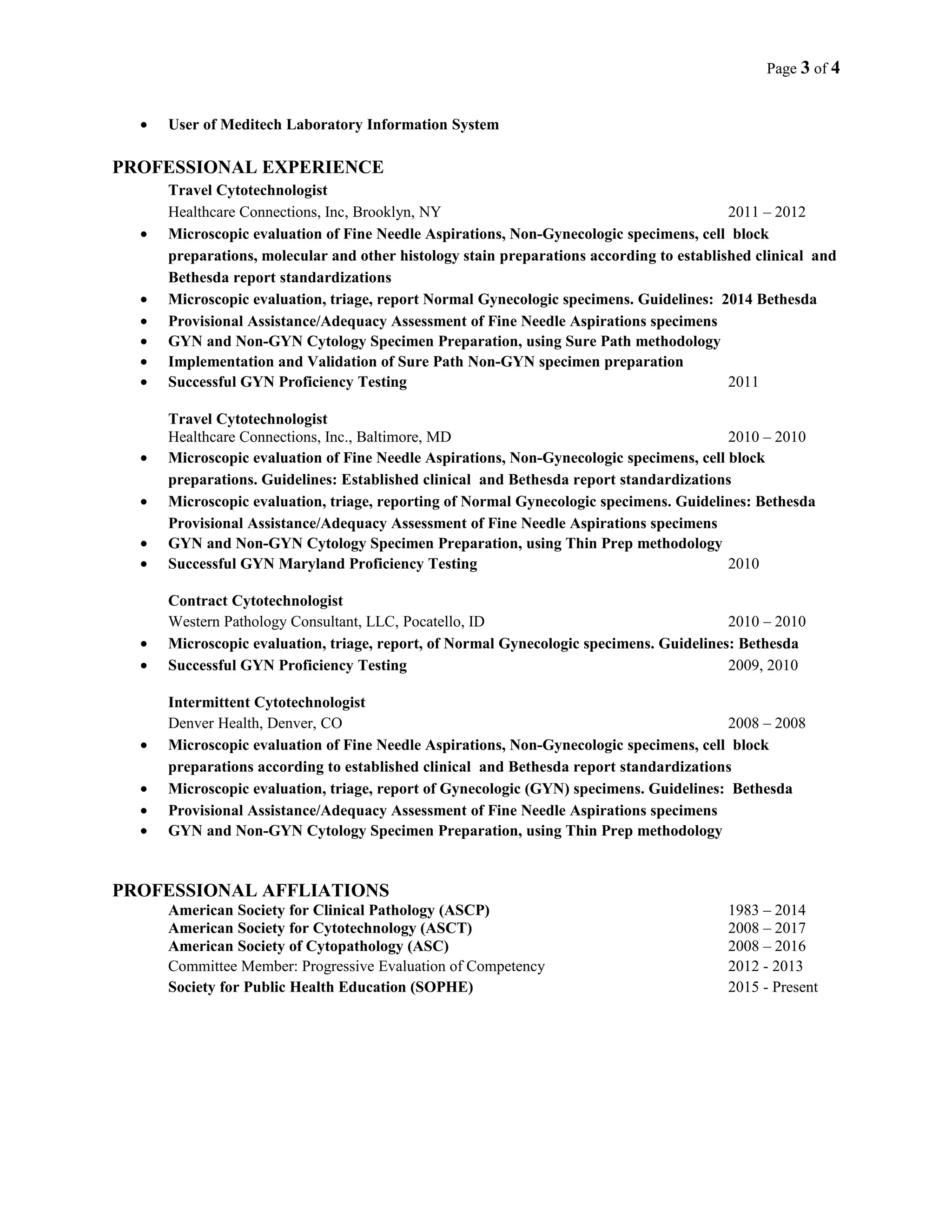 Updated Improved Licensed Professional Cytotechnologist Resume Short ...
