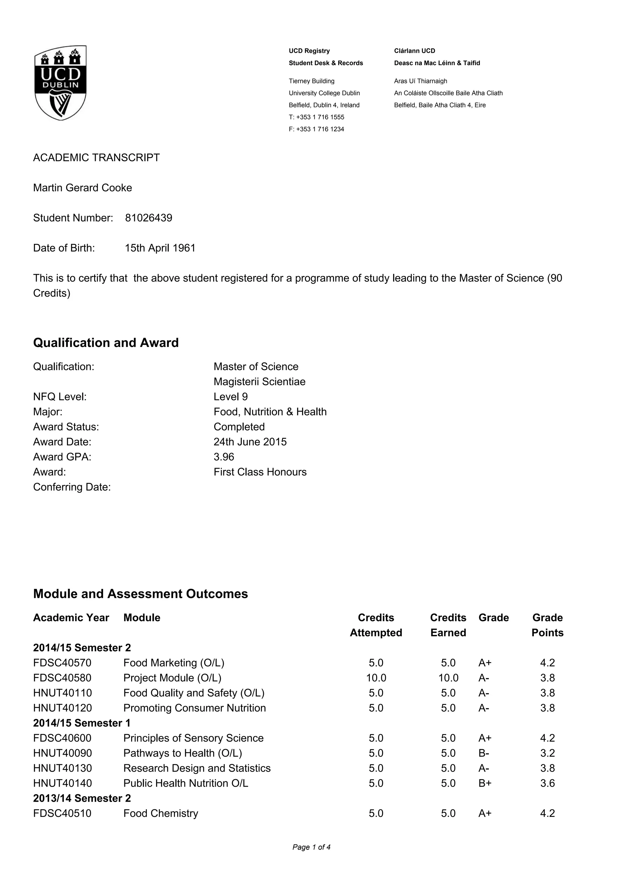 Academic Transcript | PDF