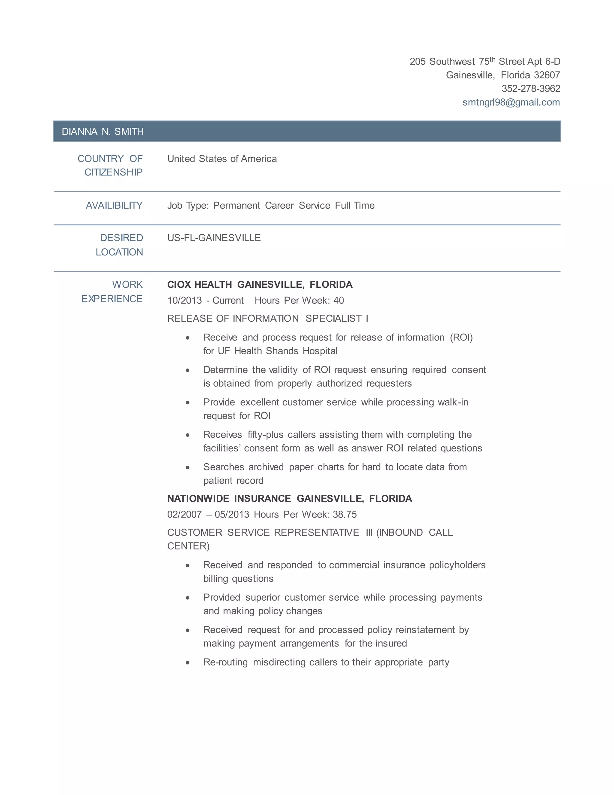 Generic Resume August 2016 | DOCX