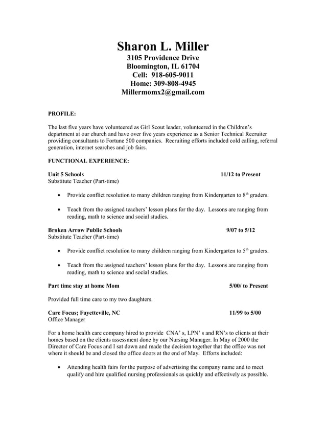 SHARON L MILLER RESUME | PDF