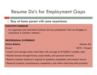 Employment Gaps - Reframing Your Experiences | PDF
