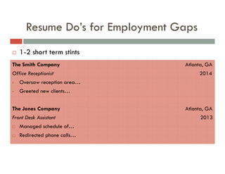Employment Gaps - Reframing Your Experiences | PDF