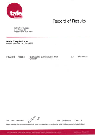 TAFE CERTs | PDF