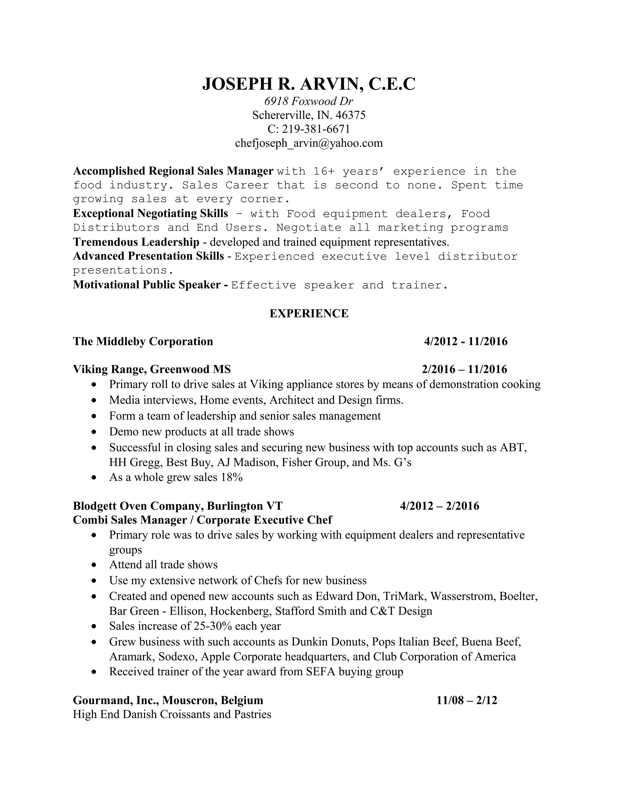Joe Resume 2017 (word) | DOC