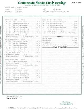 CSU Official Transcript