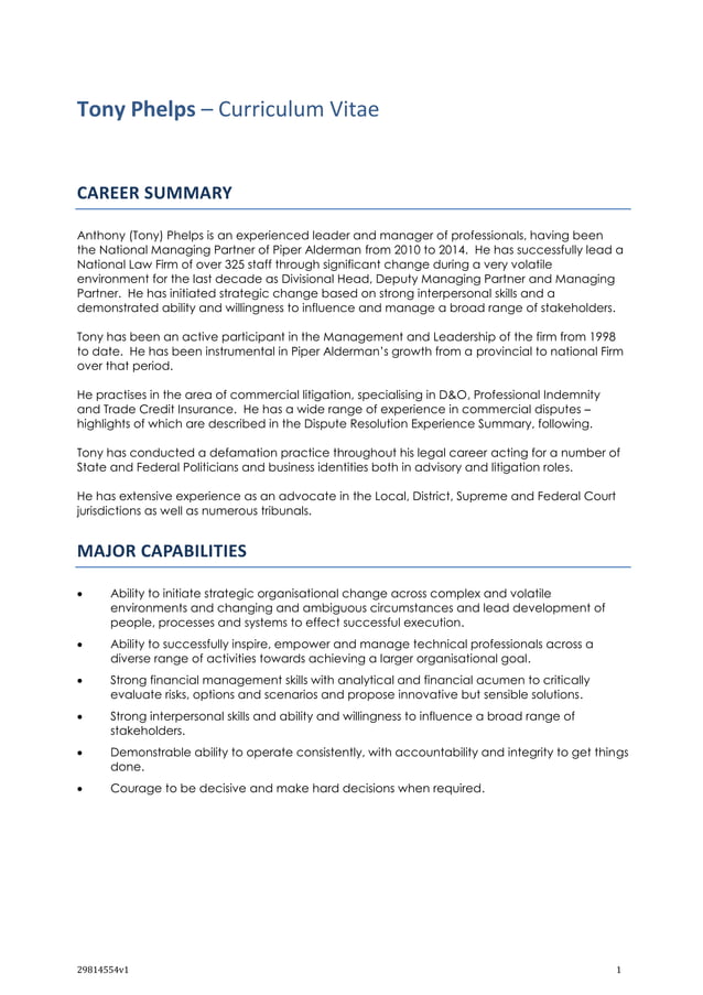 Tony Phelps CV | PDF