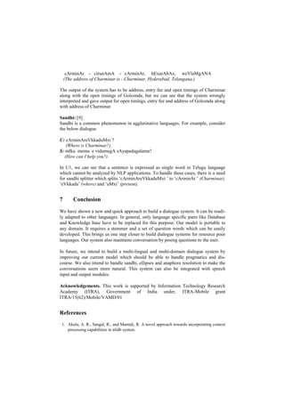 A Dialogue System for Telugu, a Resource-Poor Language | PDF | Databases | Computer Software and ...