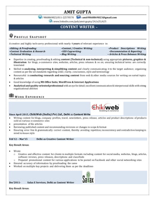 Amit_Biodata | DOCX | Technology & Computing