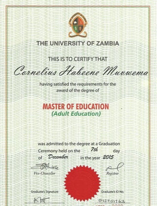 cmh MEd (unza) Degree