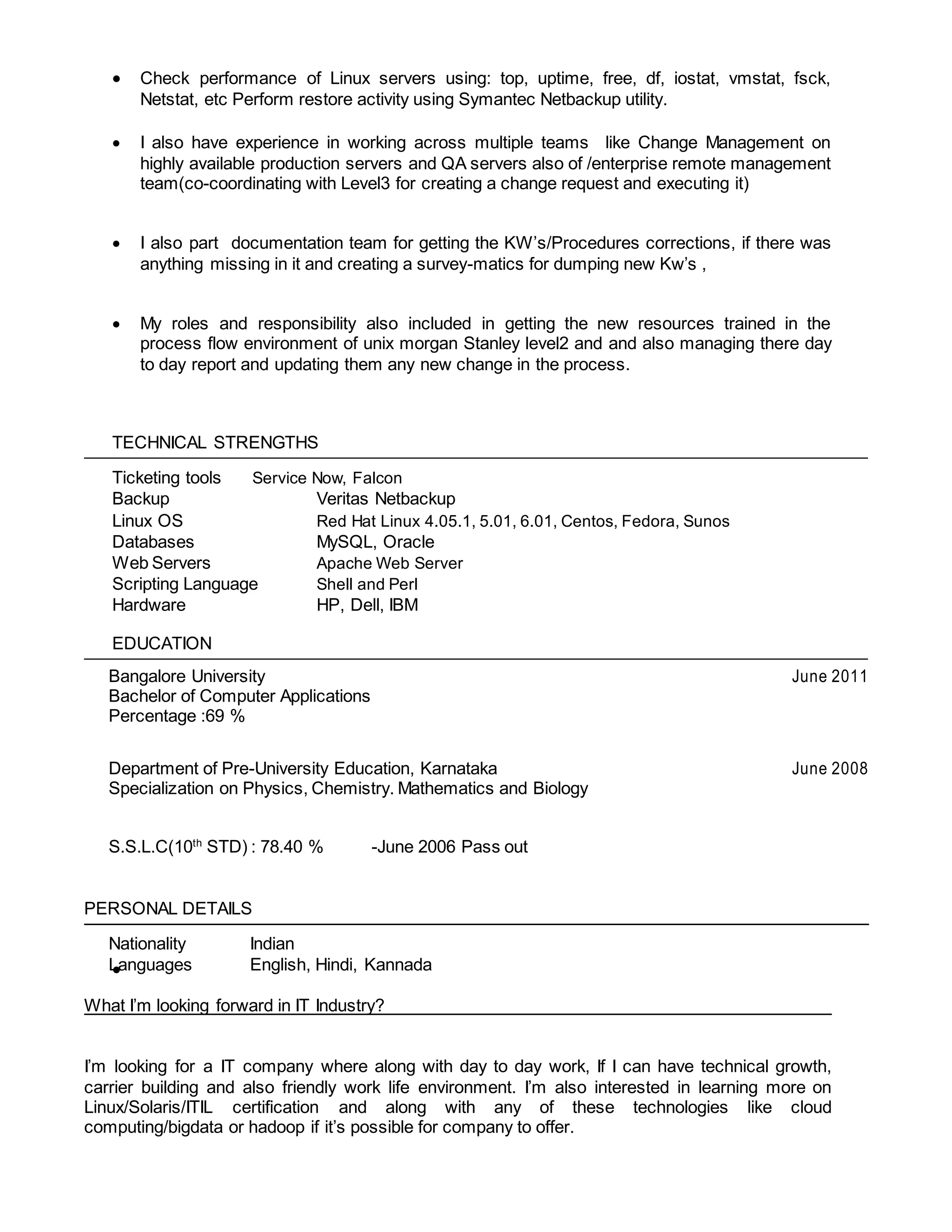 Punith_Kothari_resume | DOCX | Operating Systems | Computer Software and Applications