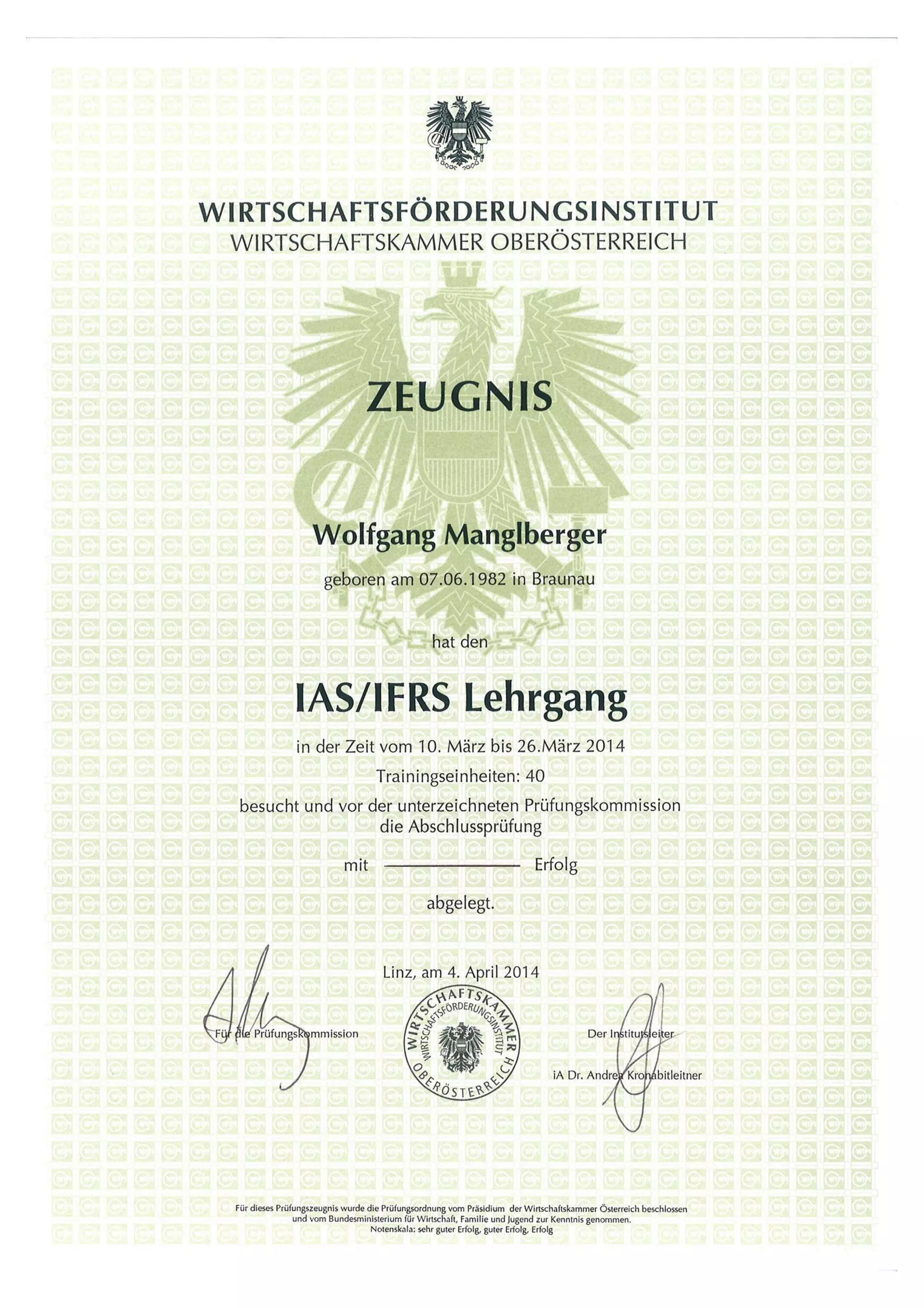 certificate IAS IFRS course | PDF
