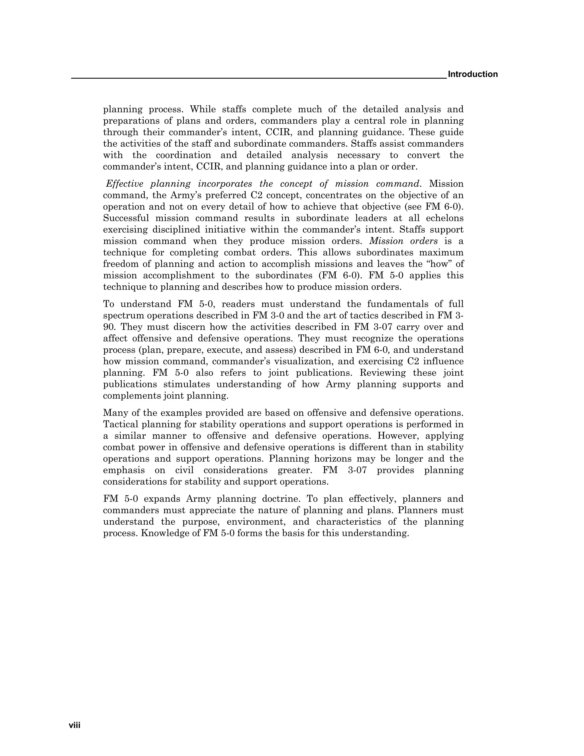 FM 5-0 - Army Planning & Orders Production | PDF