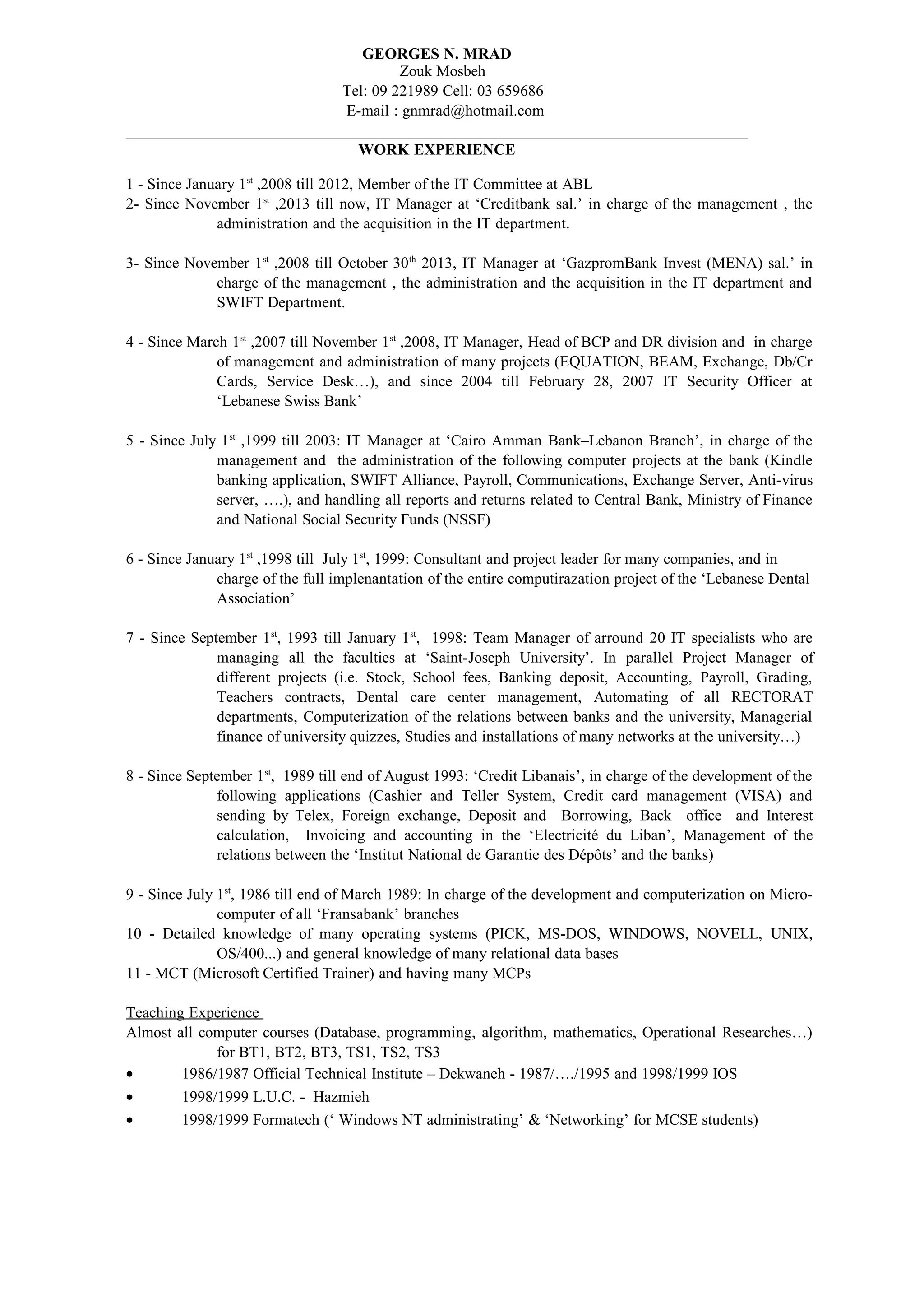 CV Georges N Mrad.DOC
