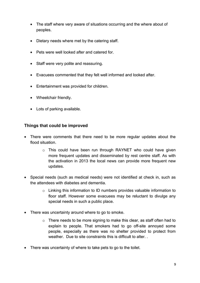 Rest Centre 2016 report | PDF