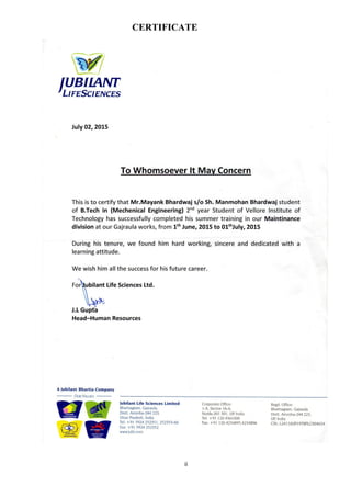 SUMMER TRAINING REPORT final | PDF