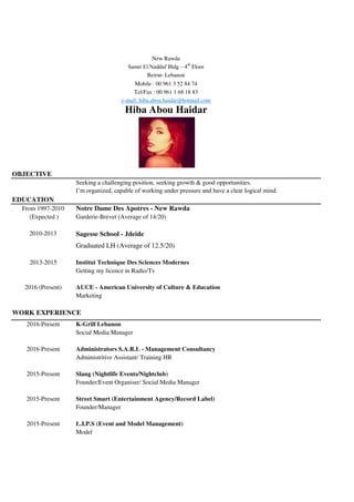 Hiba Abou Haidar CV | PDF