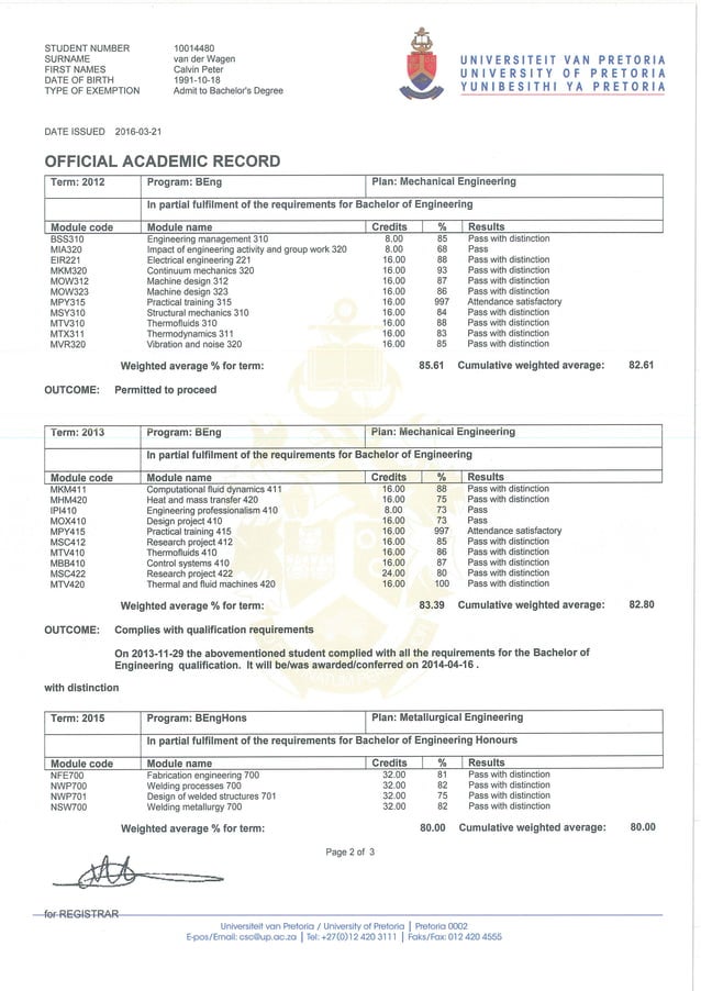 Academic Results - University | PDF