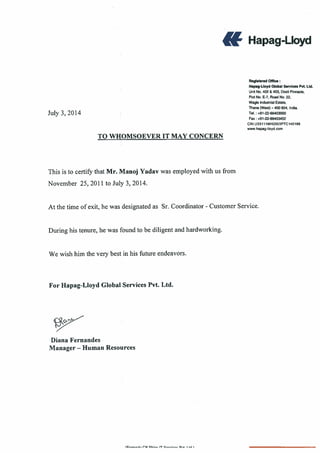 Hapag LLoyd Certificate | PDF