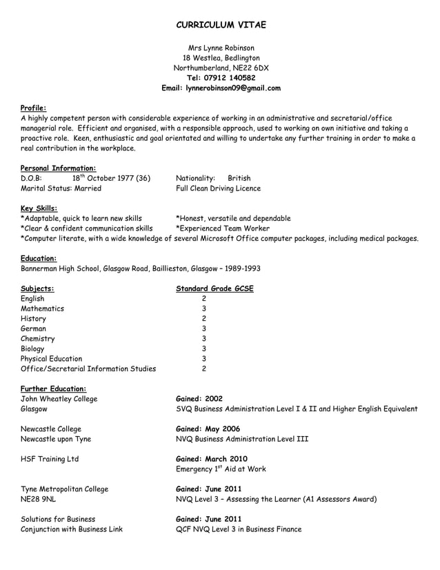 Lynne Robinson CV-2014 | PDF
