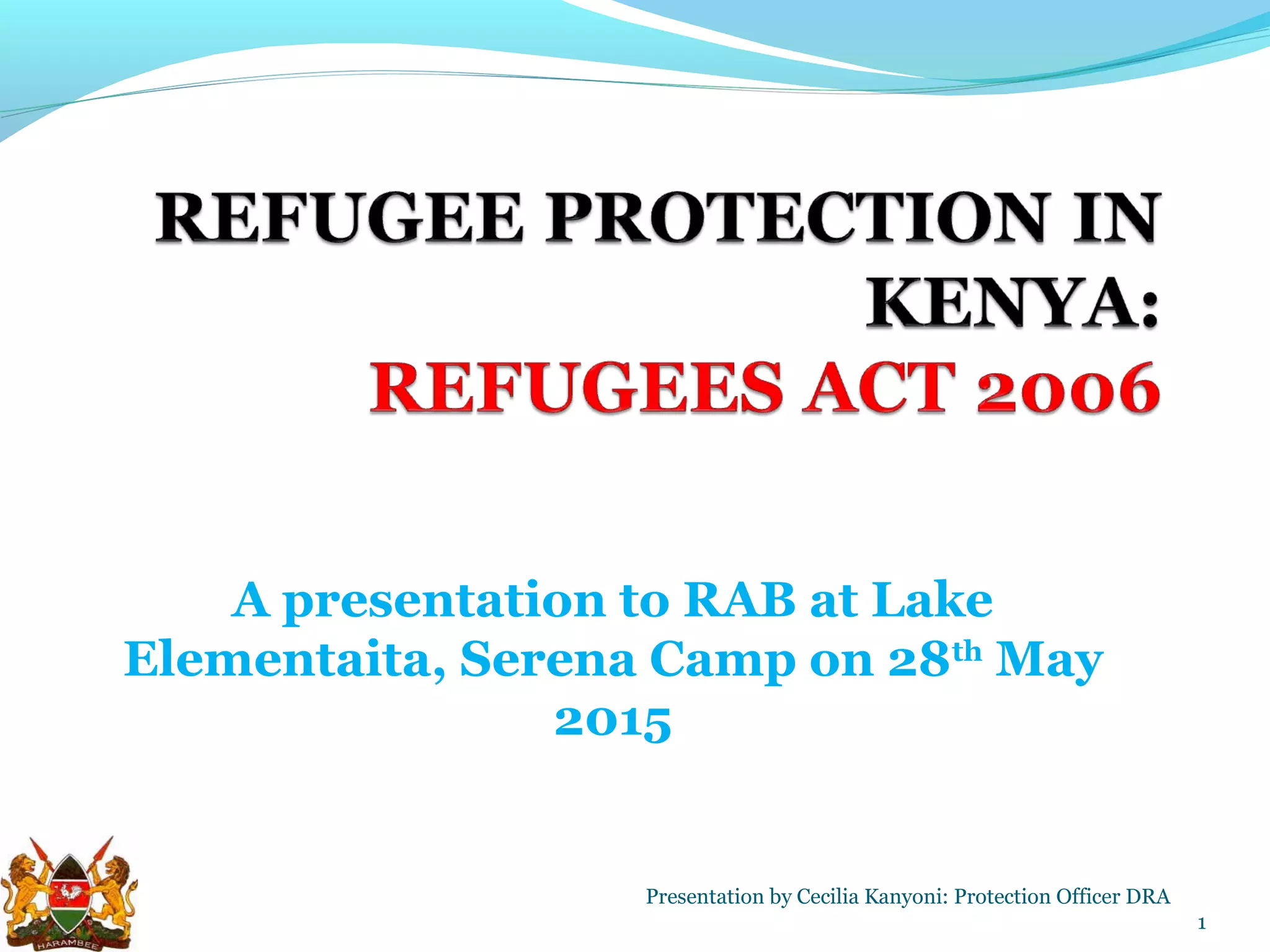 REFUGEE PROTECTION IN KENYA | PPT | Adoption and Fostering | Parenting