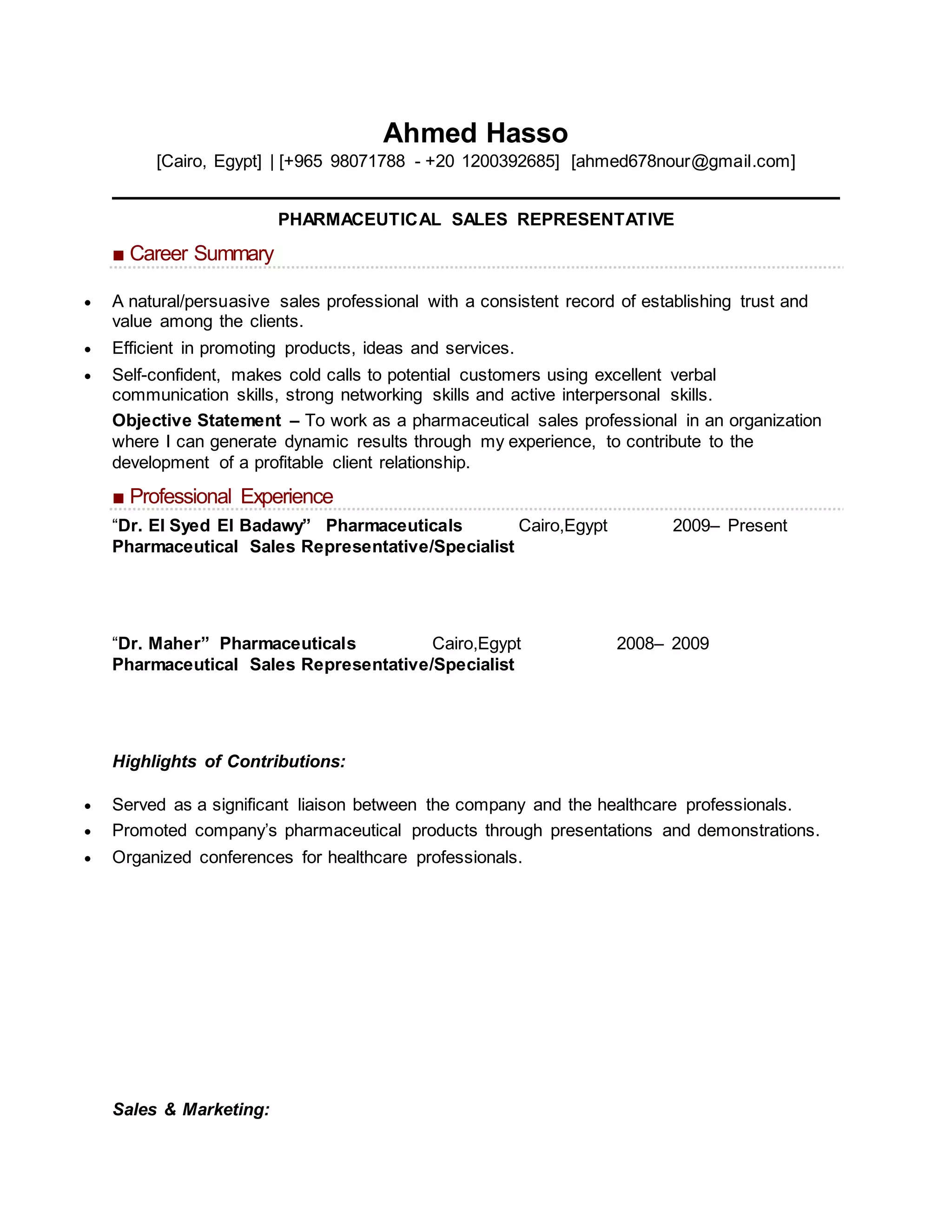 Ahmed_Hasso_Sales_CV | PDF