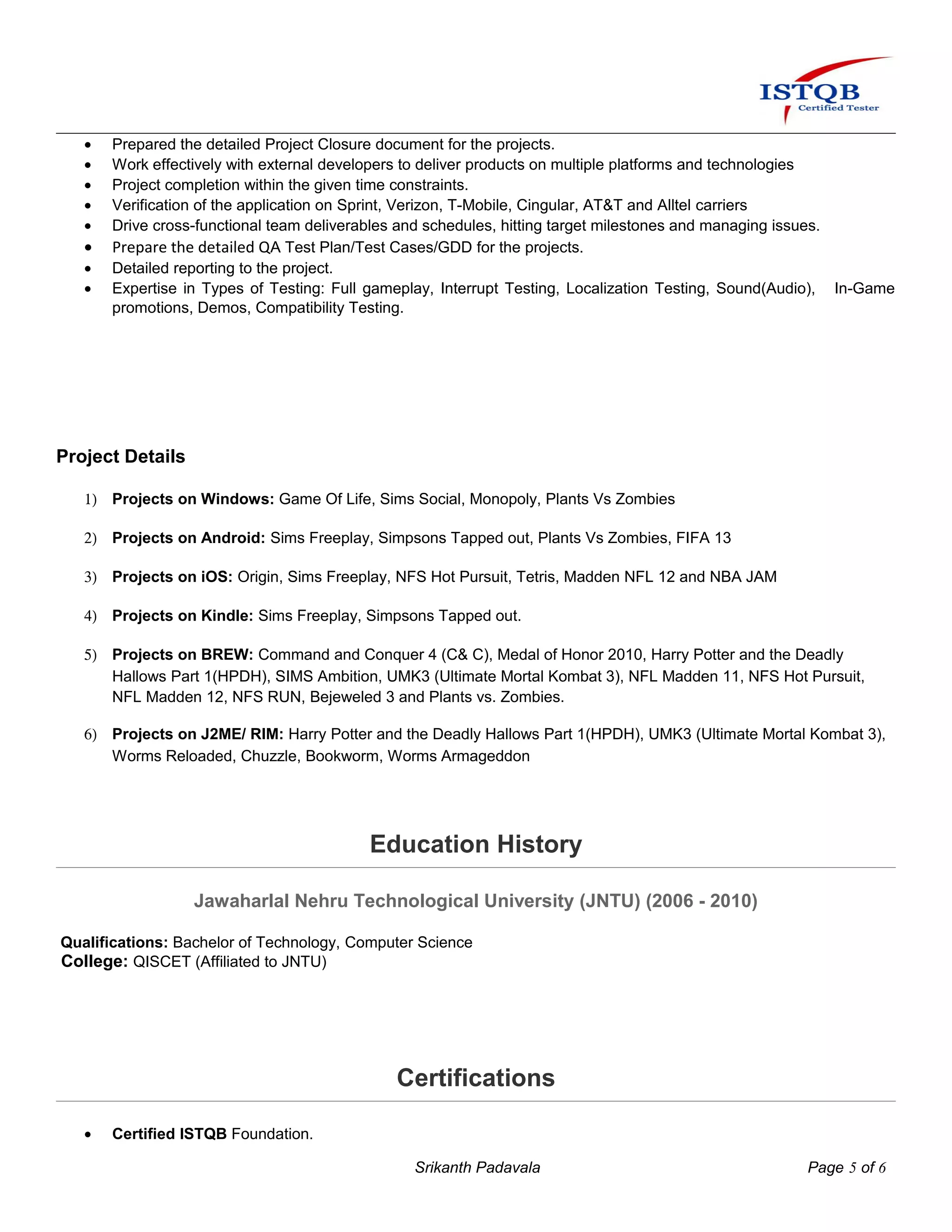 Padavala Srikanth _Resume | DOC
