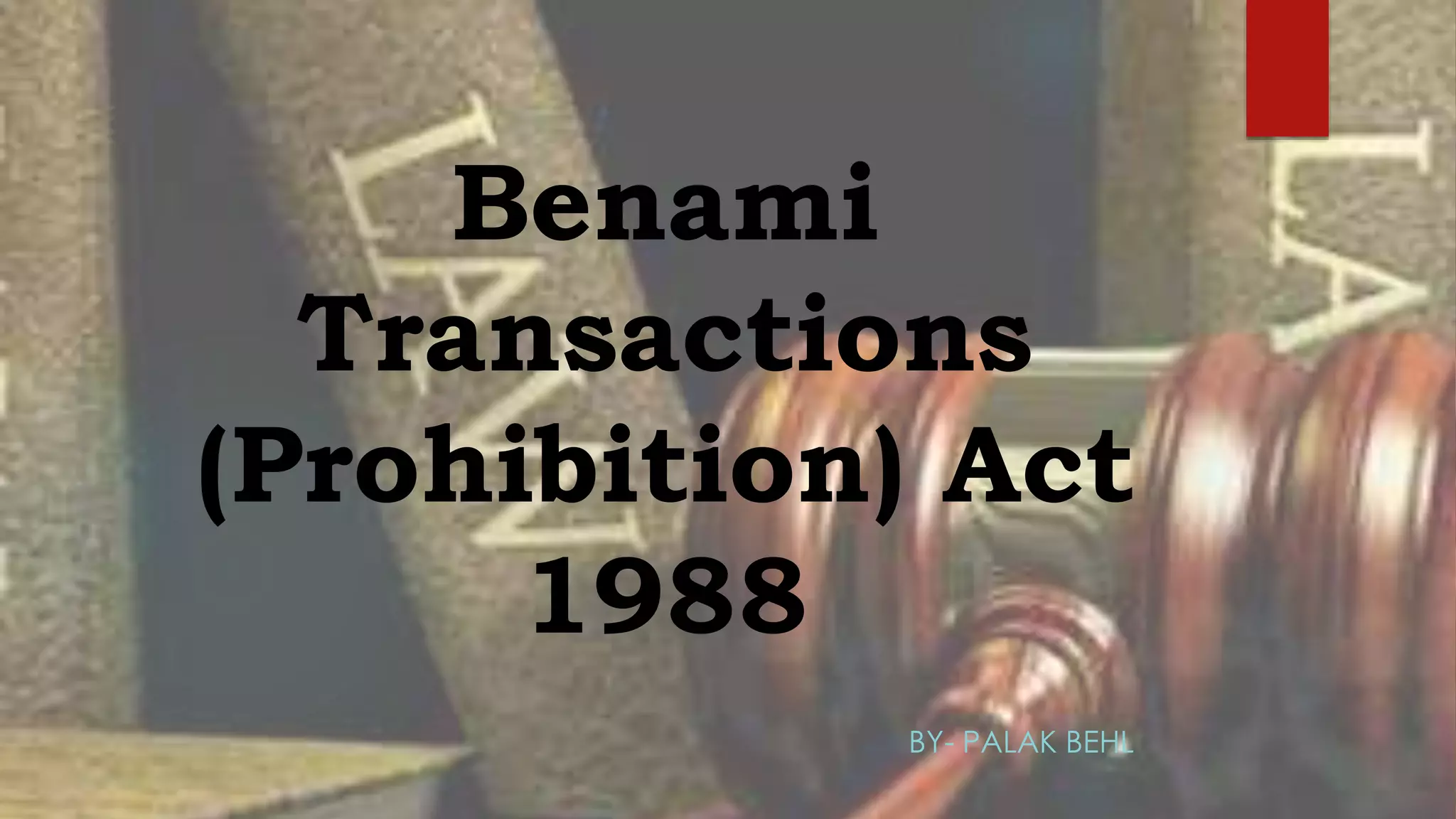 Benami Trasactions (1) | PPTX | Personal Taxes | Personal Finance